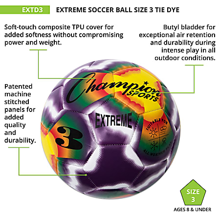 Champion Sports Extreme Tiedye Soccer Ball Size 3 Multicolor - Office Depot