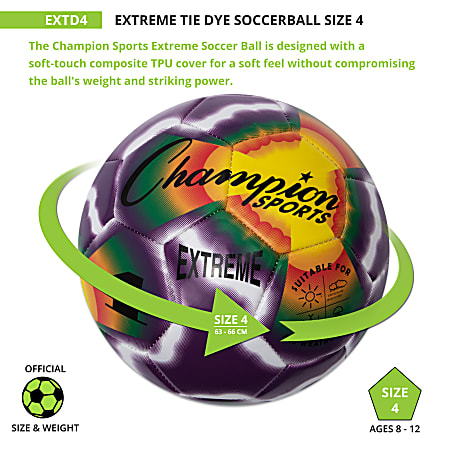 Champion Sports Extreme Tiedye Soccer Ball Size 4 Multicolor - Office Depot
