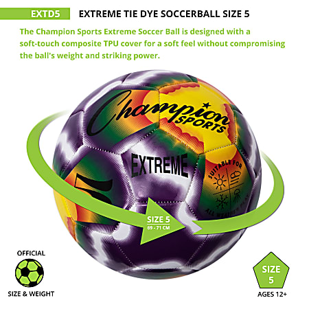 Champion Sports Extreme Tiedye Soccer Ball Size 5 Multicolor - Office Depot