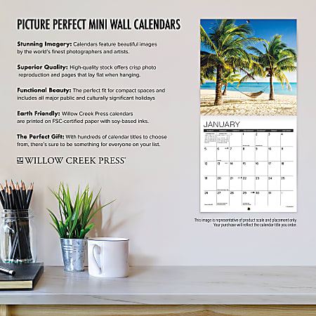 2025 Willow Creek Press Scenic Monthly Mini Wall Calendar 7 x 7 Beaches ...