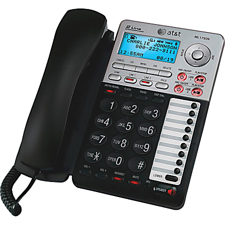 AT T ML17939 2 Line Corded Phone with Speakerphone Digital Answering ...