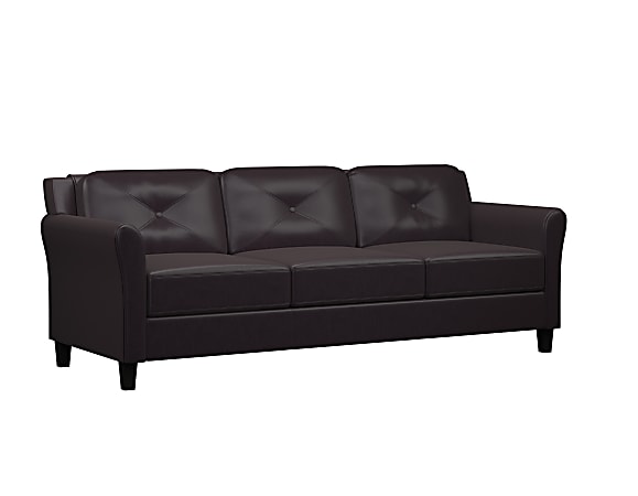 Lifestyle Solutions Hanson Faux Leather Sofa Java - Office Depot