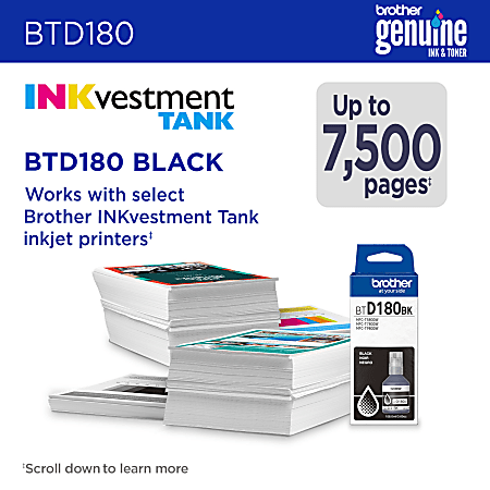 Brother BTD180BK Black High Yield Ink Bottle - Office Depot