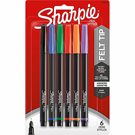 Sharpie Fine Point Pens 6 Pens Per Pack Fine Point 0.7mm Assorted Ink ...