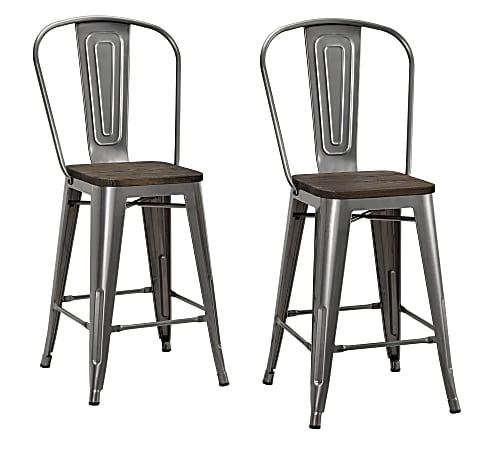 DHP Luxor Metal Counter Stool Charcoal Set Of 2 - Office Depot