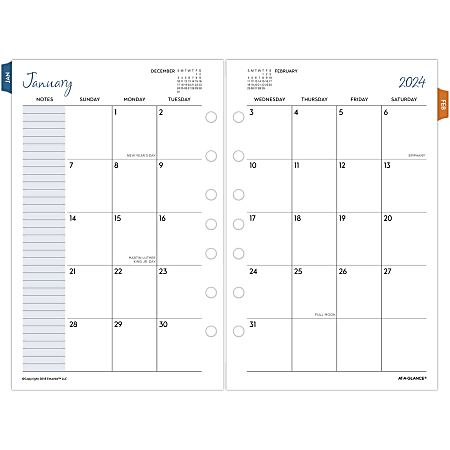 AT A GLANCE EttaVee Monthly Planner Refills 5 12 x 8 12 January to ...