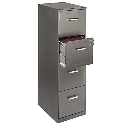 Realspace 18 D 4 Drawer Vertical Letter Size File Cabinet Metallic Charcoal