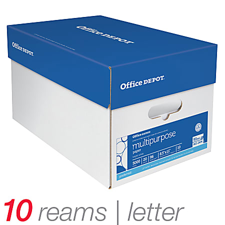 Office Depot Multi Use Printer Copy Paper 10 Reams White Letter 8.5 x ...