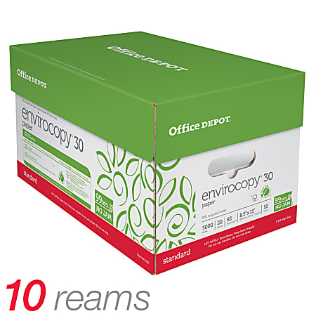 Office Depot EnviroCopy Copy Paper 10 Reams White Letter 8.5 x 11 5000 ...