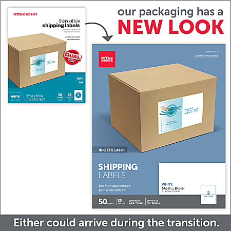 Office Depot Brand InkjetLaser Shipping Labels Rectangle 5 12 x 8 12 ...