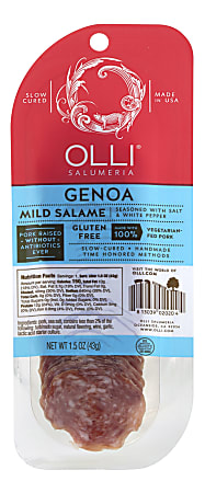 Olli Salumeria Genoa Mild Salami Snacks Box Of 8 Snack Packs - Office Depot