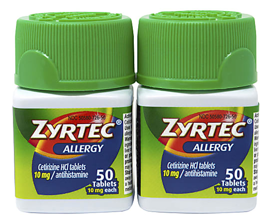 Zyrtec Antihistamine Allergy Tablets 50 Tablets Per Bottle Pack Of 2 ...