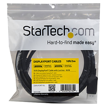 StarTech.com Certified DisplayPort 1.2 Cable With Latches 10 - Office Depot