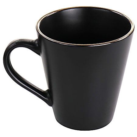 Elama Paul 6 Piece Stoneware Mug Set 12 Oz Matte BlackGold - Office Depot