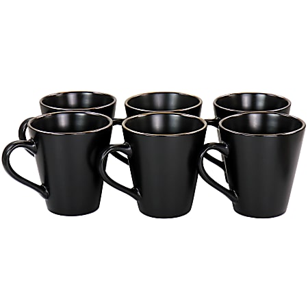 Elama Paul 6 Piece Stoneware Mug Set 12 Oz Matte BlackGold - Office Depot