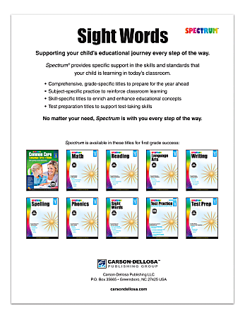 Spectrum Sight Words Grade 1 - Office Depot