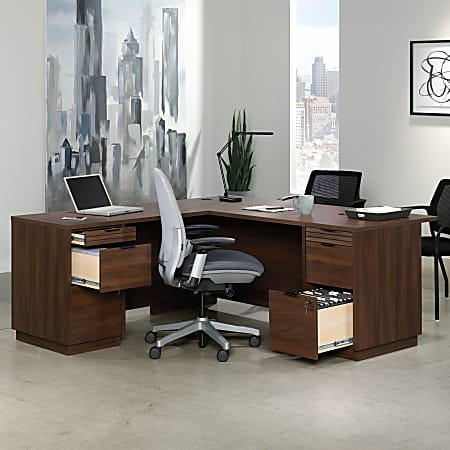 Sauder Palo Alto 72 W Commercial L Shaped Computer Desk Spiced Mahogany ...