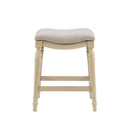 Powell Lund 27" Backless Counter Stool, Cream/Beige