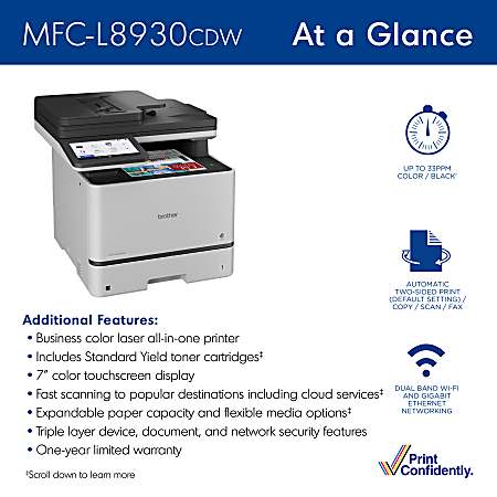 Brother MFC L8930CDW Wireless Business Color Laser All in One Printer ...