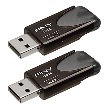 PNY Elite Turbo Attach 4 USB 3.2 Flash Drives 128 GB Dark Gray Pack Of ...