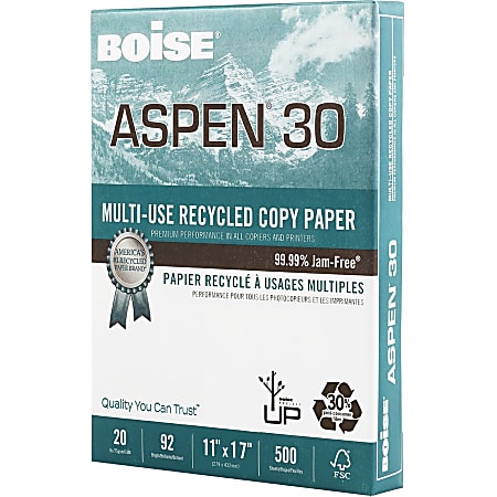 Boise ASPEN 30 Multi Use Printer Copy Paper White Ledger 11 x 17 2500 ...