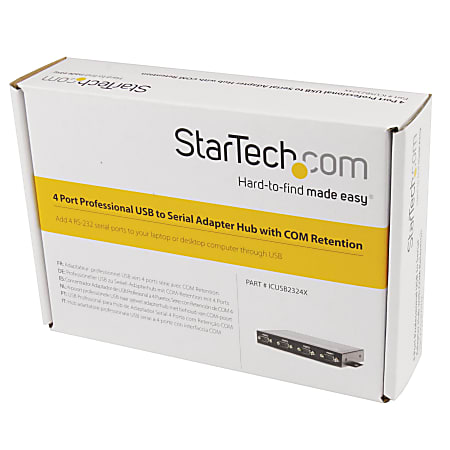 StarTech.com 4 Port Wall Mountable USB to Serial Adapter Hub with COM ...