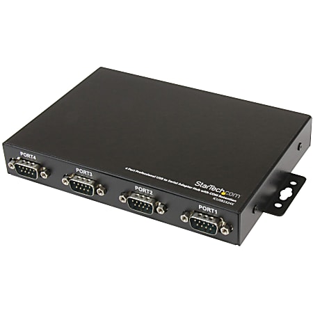 StarTech.com 4 Port Wall Mountable USB to Serial Adapter Hub with COM Retention - Office Depot