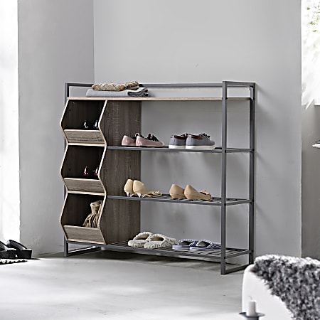 Homestar North America 4-Shelf Shoe Rack, Dark Brown