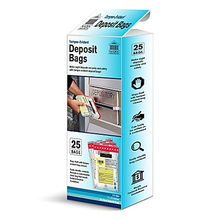 Nadex Tamper Evident Deposit Bags 9 x 12 Clear Pack Of 25 Bags - Office ...