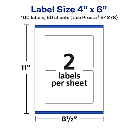 Avery Permanent Labels With Sure Feed 94278 WMP50 Rectangle 4 x 6 White ...