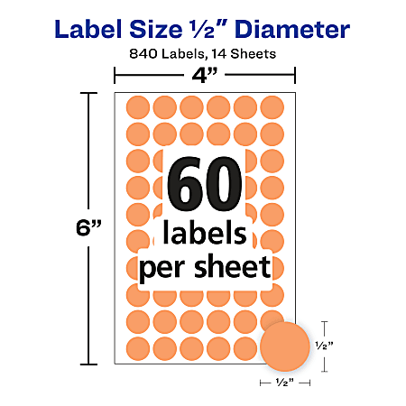 Avery Color Coding Removable Labels 5062 Round 12 Inch Diameter Neon ...