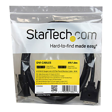 StarTech.com 6 ft DVI D Single Link Cable MM - Office Depot