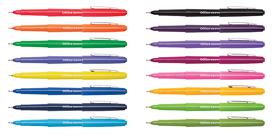 Office Depot Brand Felt Tip Porous Pens Medium Point 1.0 mm Assorted ...