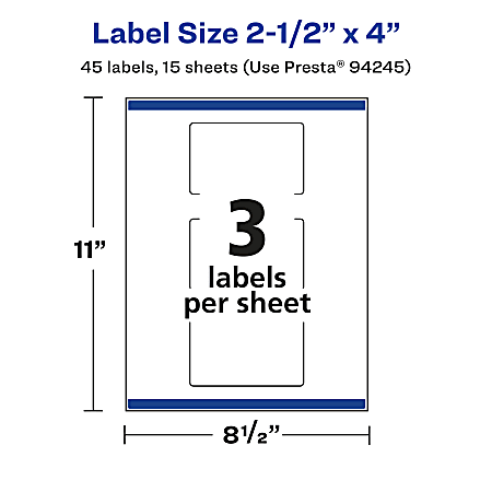 Avery Removable Labels With Sure Feed 94245 RMP15 Rectangle 2 12 x 4 ...