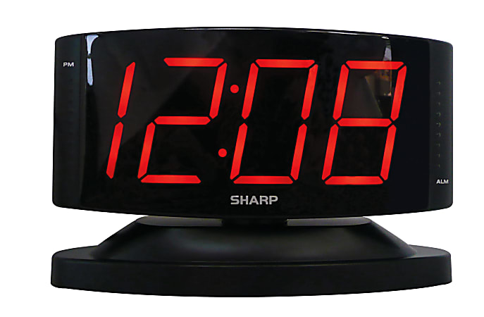 Sharp LED Alarm Clock Black - Office Depot