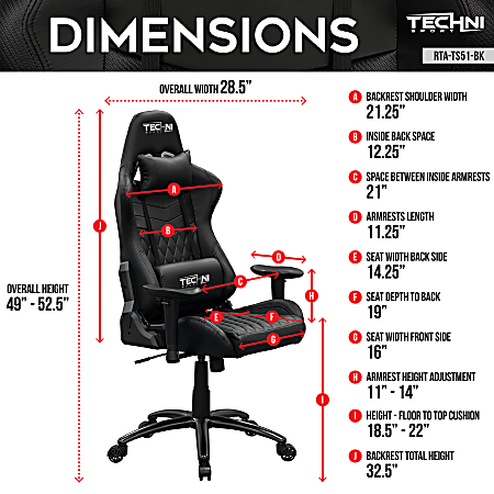 Techni Sport Ergonomic Faux Leather Computer Gaming Chair Black ...