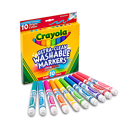 Crayola Ultra Clean Markers Broad Tip Assorted Colors 10 Markers Per ...
