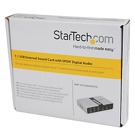 StarTech.com 7.1 USB Sound Card External Sound Card ICUSBAUDIO7D - Office Depot