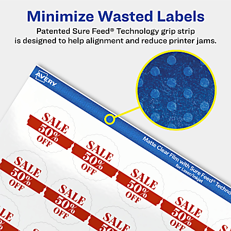Avery Permanent Labels With Sure Feed 94606 CMF100 Starburst 1 Matte ...