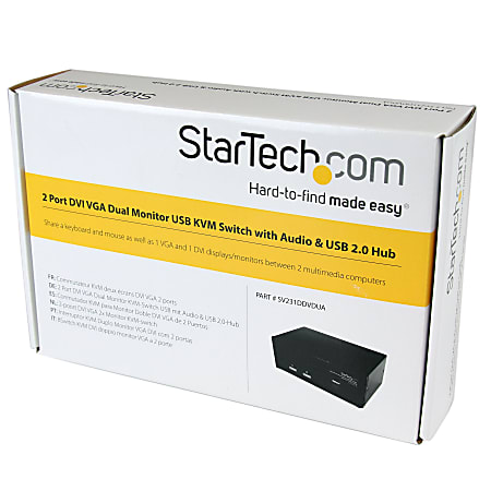 StarTech.com 2 Port DVI VGA Dual Monitor KVM Switch USB with Audio USB ...