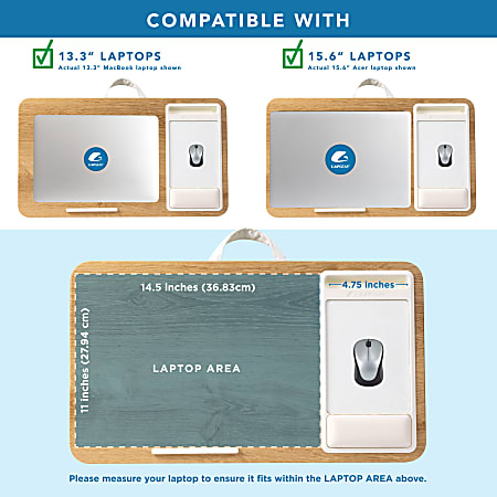 LapGear Atlas Lap Desk 21 18 x 12 White Oak Woodgrain 92009 RP - Office ...