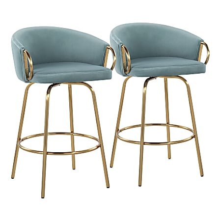Lumisource Claire Counter Stools Light BlueGold Pack Of 2 Stools - ODP ...