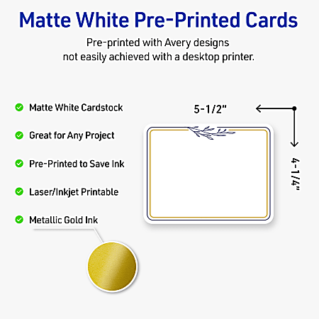 Avery Printable Postcards With Sure Feed Technology 4.25 x 5 12 Matte ...