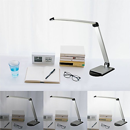 Lorell LED USB Smart Device Station Task Light Dimmable Silver - Office ...