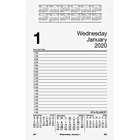 AT A GLANCE Daily Pad Style Desk Calendar Refill 8 x 5 BlackWhite Jan ...