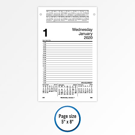 AT A GLANCE Daily Pad Style Desk Calendar Refill 8 x 5 BlackWhite Jan ...