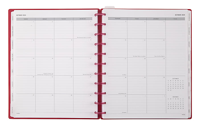 2024 2025 TUL Discbound Monthly Teacher Planner Letter Size Red July To ...