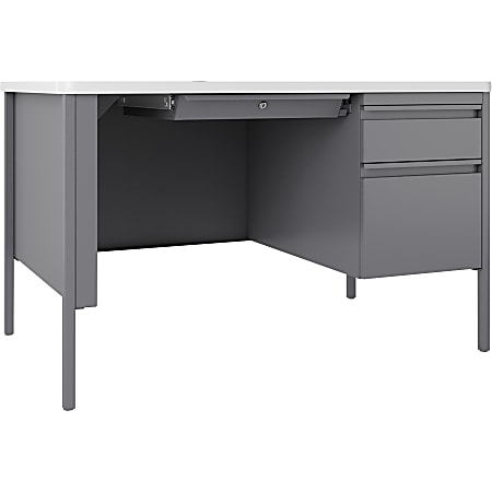 Lorell Fortress 48 W Steel Right Pedestal Teachers Computer Desk ...