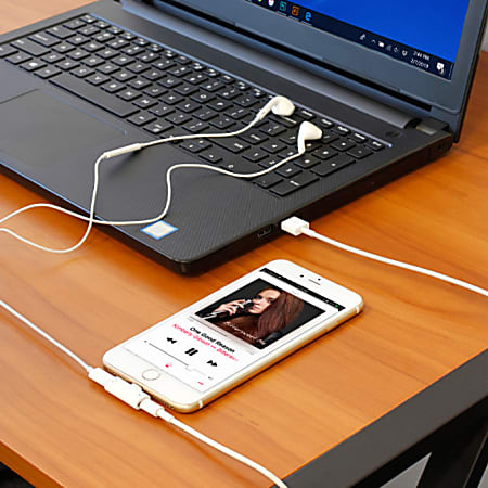 Aluratek Dual Lightning Adapter For iPhoneiPad 1 x Lightning Male 1 x ...