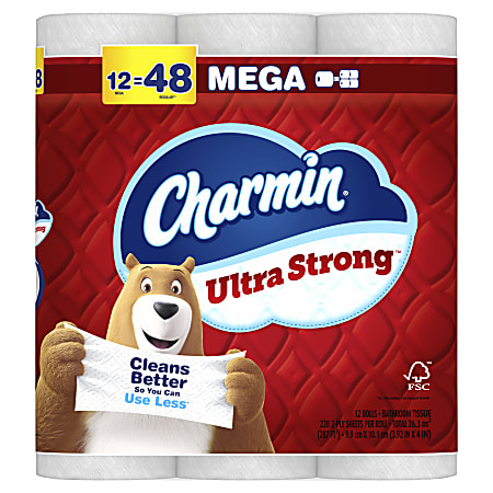 Charmin Ultra Strong Toilet Paper Mega Rolls 4 x 3 1516 White 220 ...